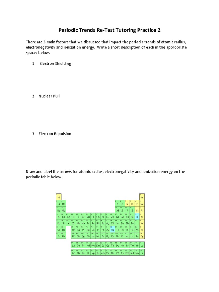 Periodic Trends Practice | PDF | Atomic Physics | Particle Physics