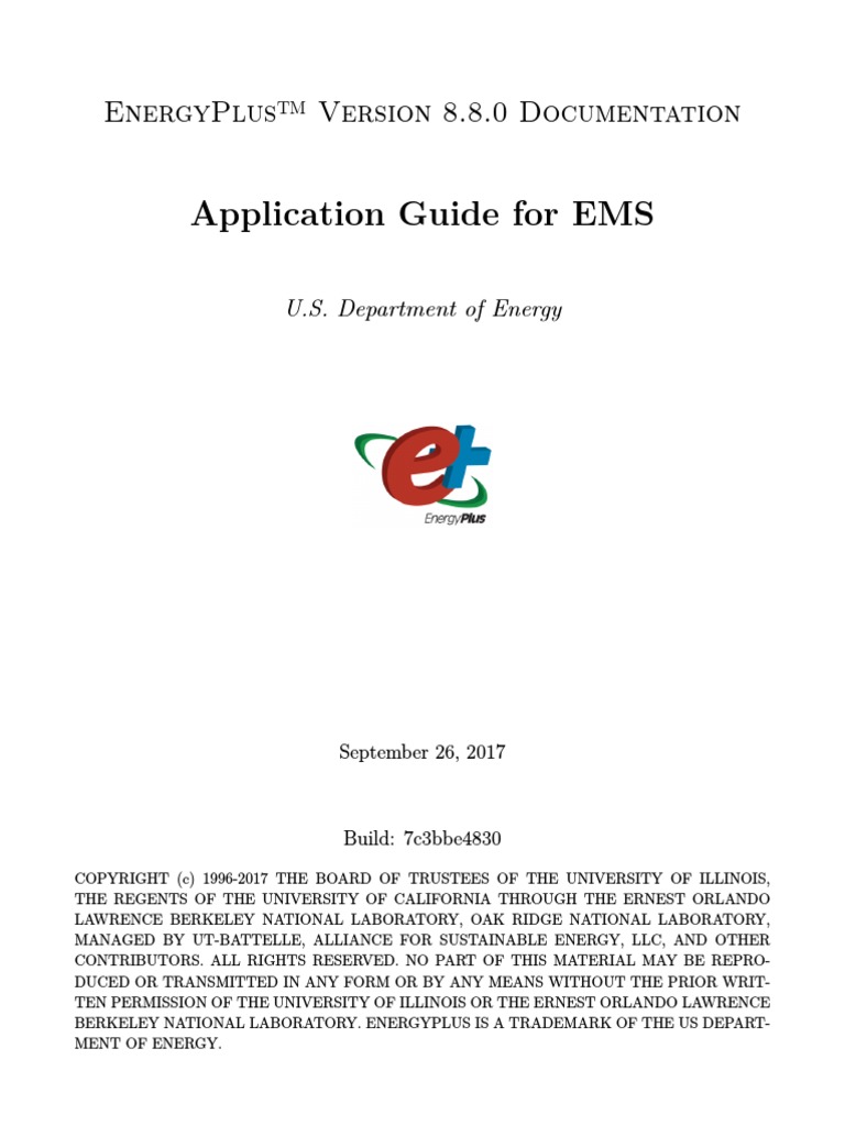 Application Guide For Ems: Energyplus™ Version 8.8.0 Documentation ...