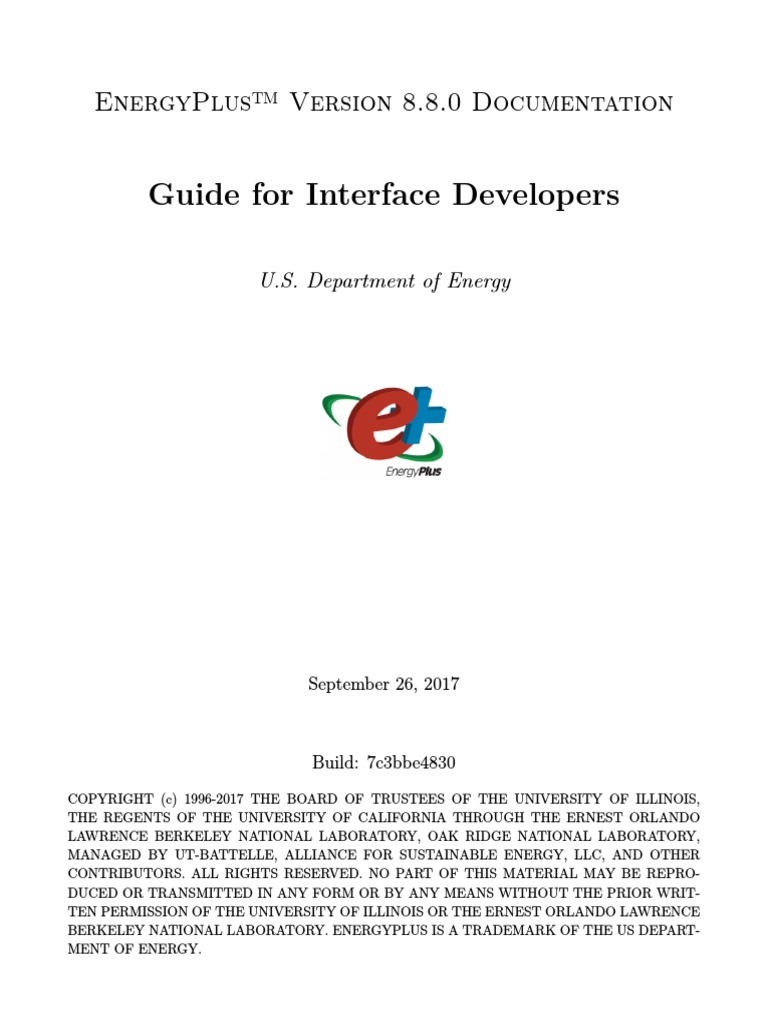 Guide For Interface Developers: Energyplus™ Version 8.8.0 Documentation ...