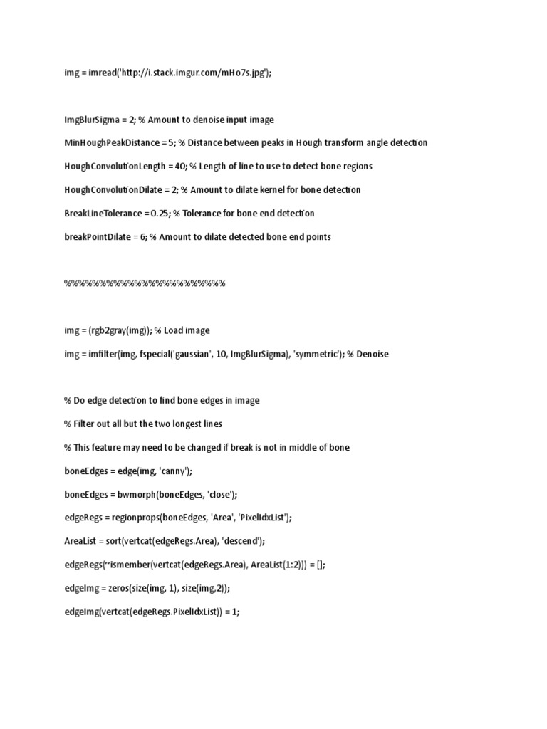 Bone Fracture MATLAB Code | PDF | Multidimensional Signal Processing ...