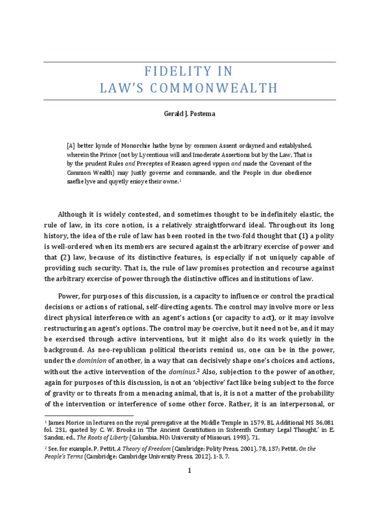 Fidelity in Law's Commonwealth | PDF | Michael Oakeshott | Jurisprudence