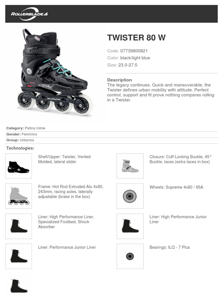 Twister 80 W: Code: Color: Size | PDF