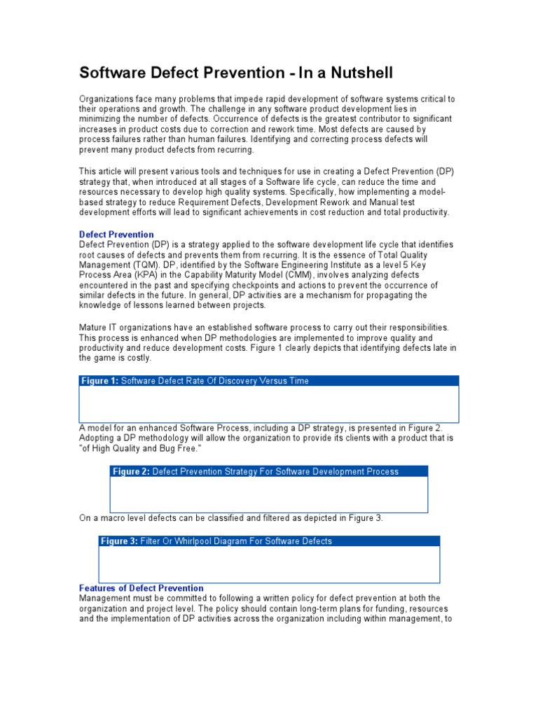 Software Defect Prevention Pdf Software Development Process Software Bug