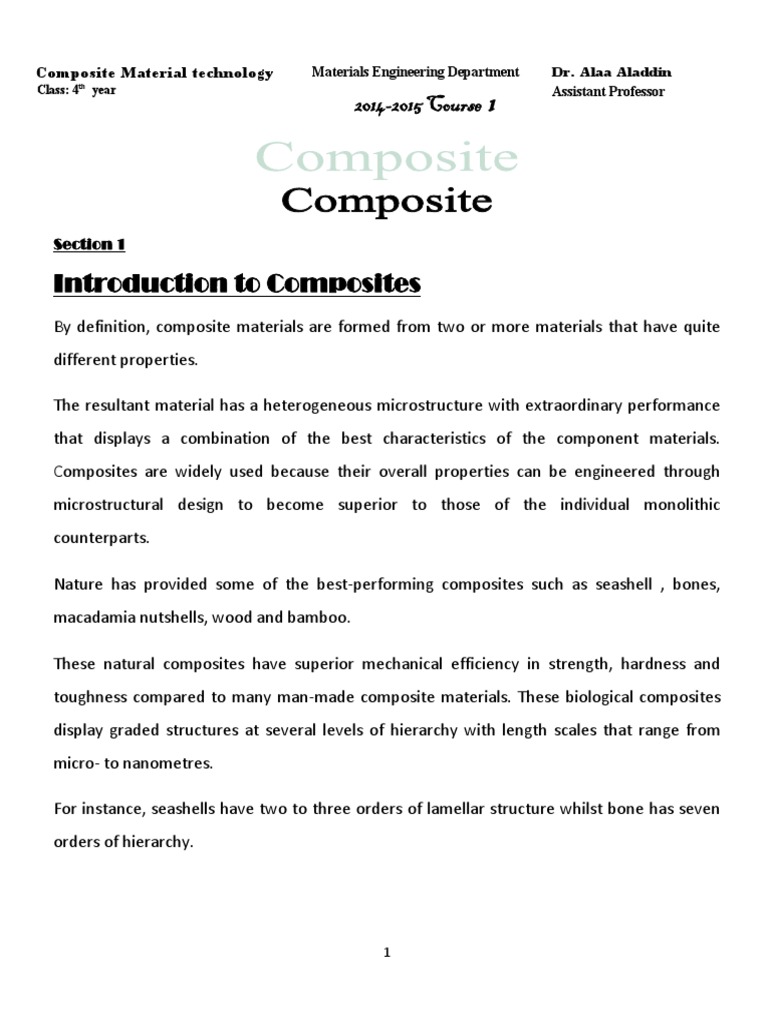 Introduction To Composites: 2014-2015 Course | PDF | Composite Material ...