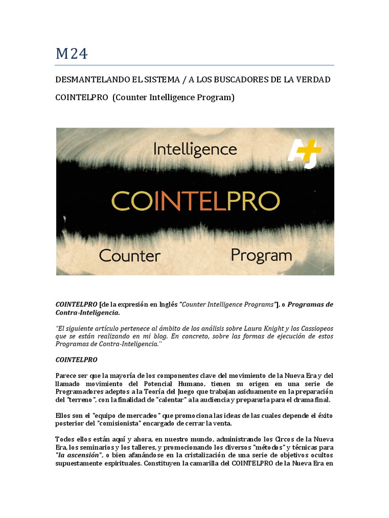 M24 Cointelpro - Programas de Contra-Inteligencia | PDF | Nueva era ...
