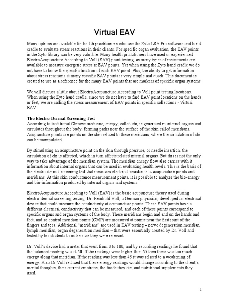 Virtual EAV: The Electro-Dermal Screening Test | Download Free PDF ...