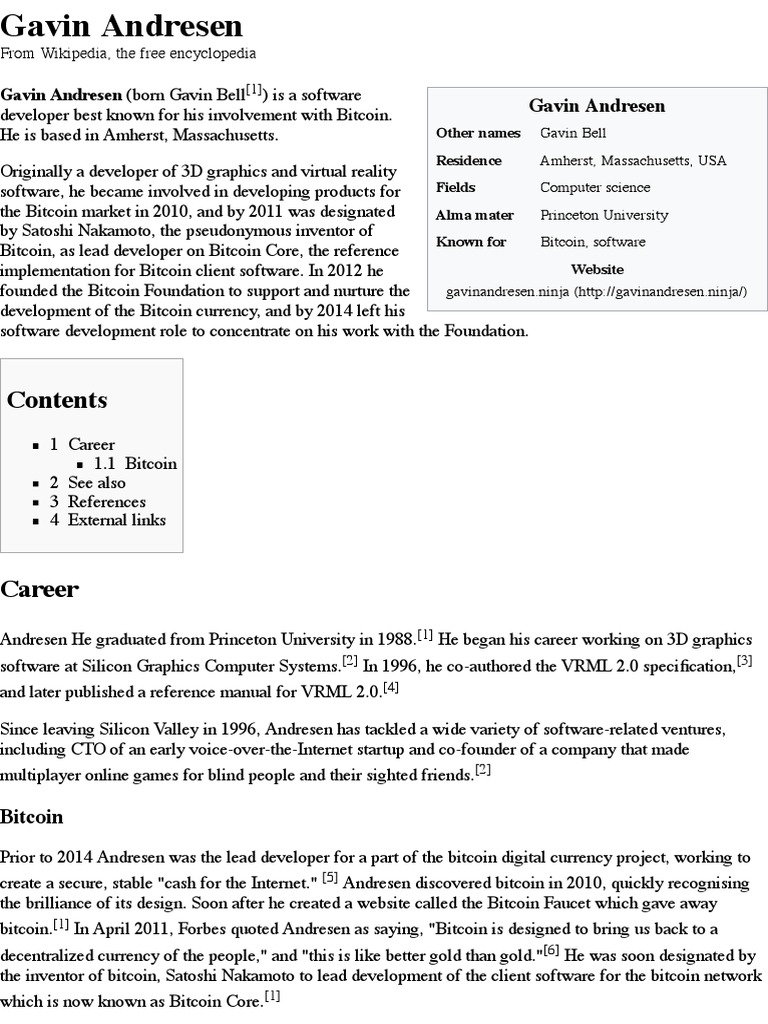 Gavin Andresen (Born Gavin Bell | PDF | Cultural Globalization | E Commerce