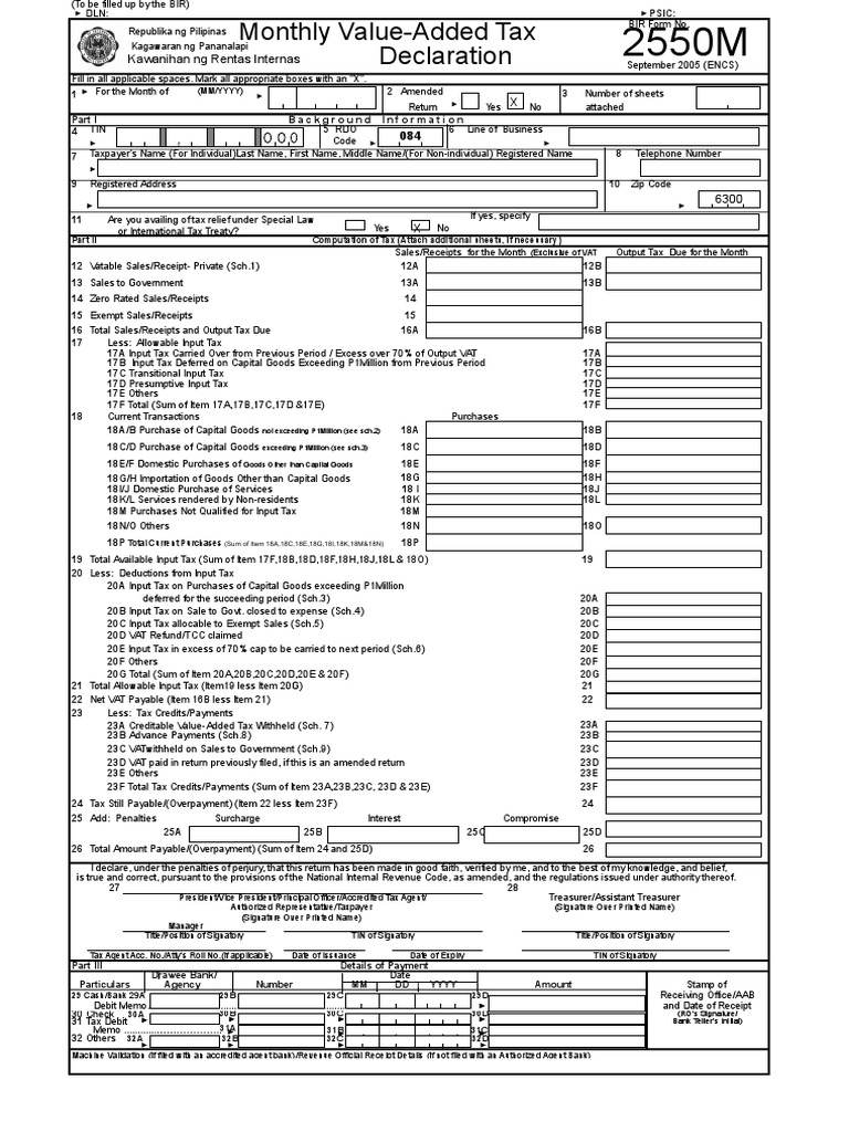Computation of Value-Added Tax Liabilities and Credits for September ...