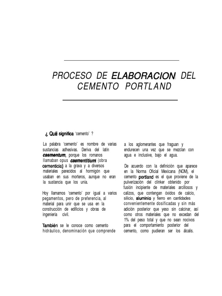 4 Proceso de Elaboracion Del Cemento Portland PDF | PDF | Cemento | Yeso