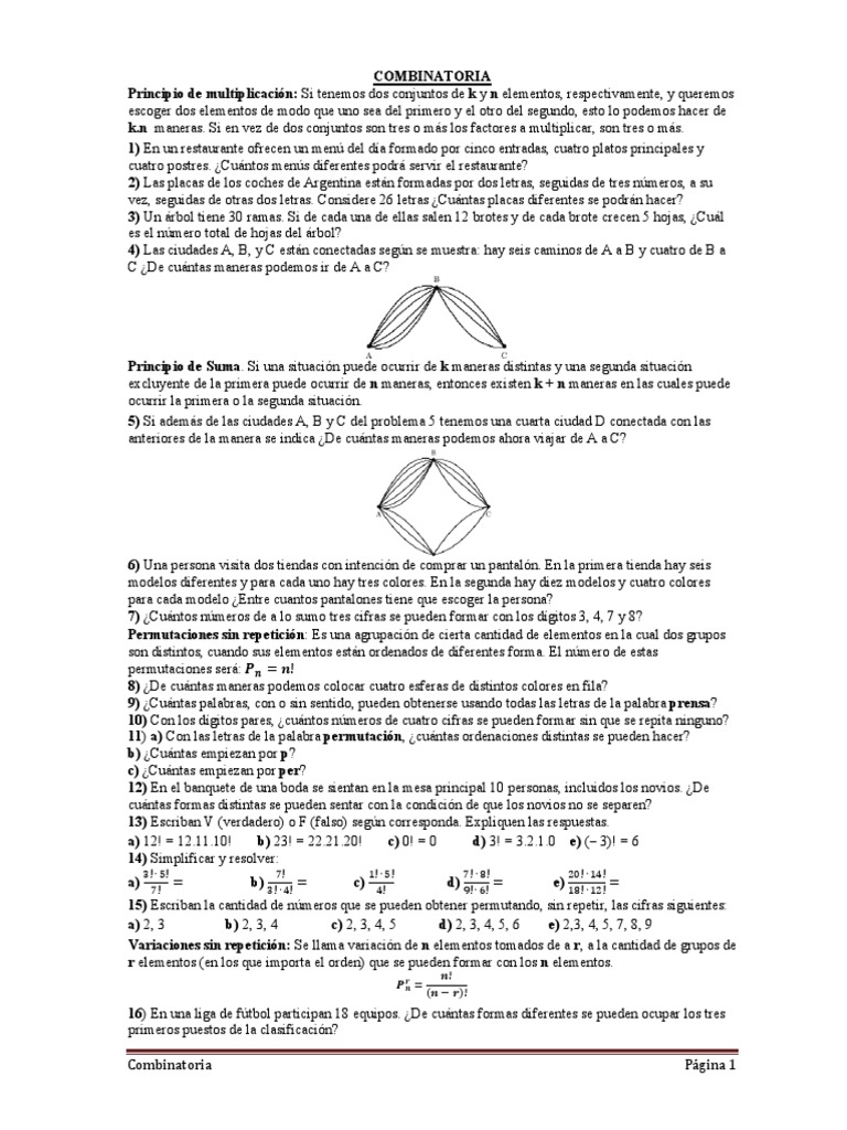 Combinatoria Ejercicios | PDF | Combinatoria | Permutación