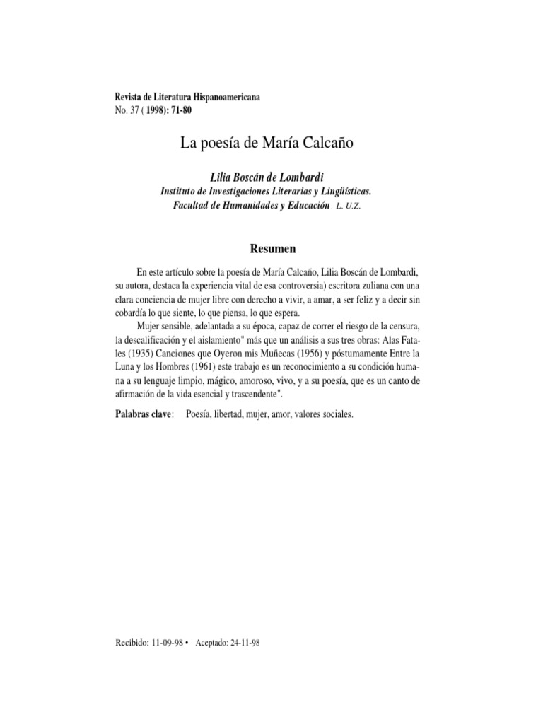 La Poesia de Maria Calcaño | PDF | Erotismo | Poesía