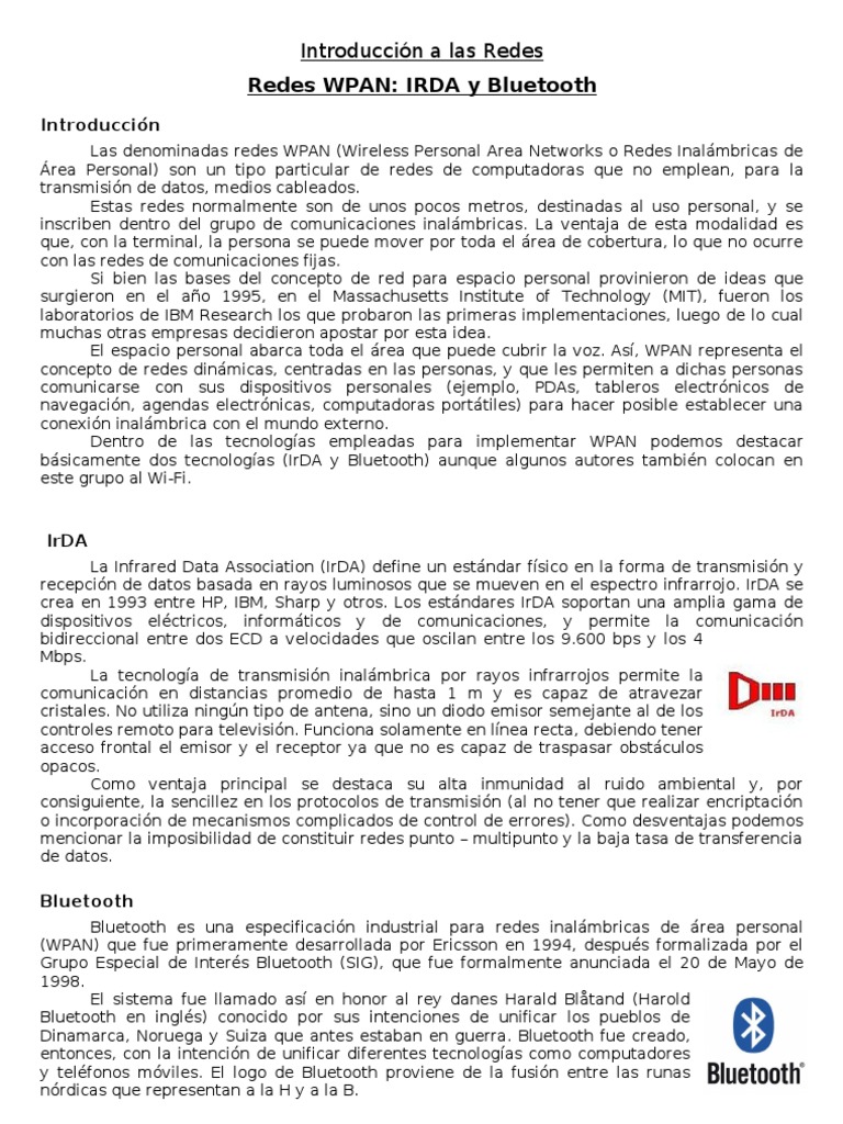 14 - Bluetooth e IRDA | PDF | Bluetooth | Red de computadoras