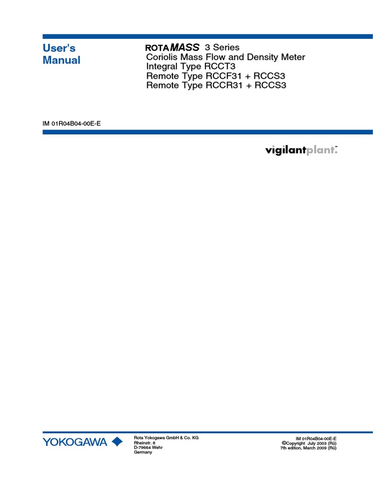 ROTAMASS Instruction Manual PDF | PDF | Parameter (Computer Programming) | Electrical Wiring