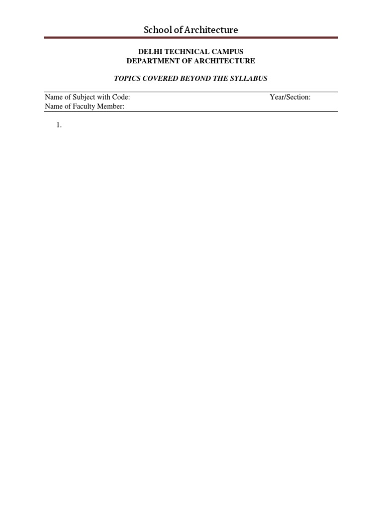 Topic Covered Beyond Syllabus | PDF