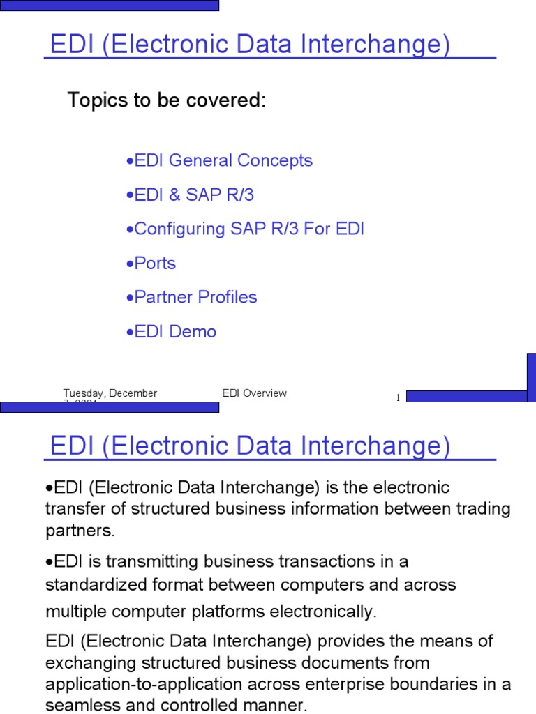 EDI (Electronic Data Interchange) : Topics To Be Covered | PDF | Electronic Data Interchange ...