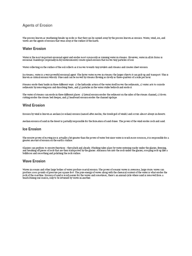 Agents of Erosion | PDF | Erosion | Glacier