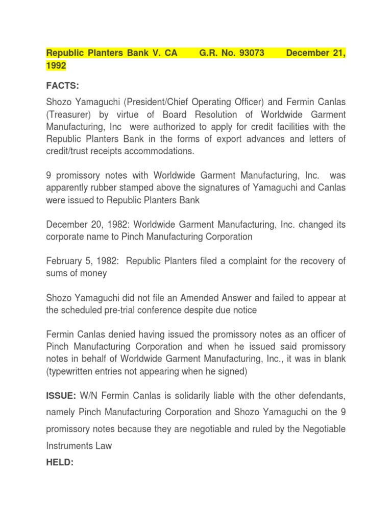 Fermin Canlas' Liability on Promissory Notes | PDF | Negotiable ...