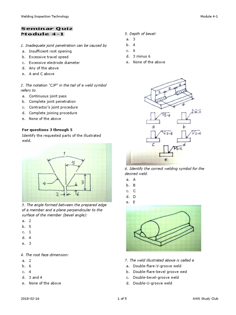 Seminar Quiz Module 4-1 | PDF | Welding | Construction