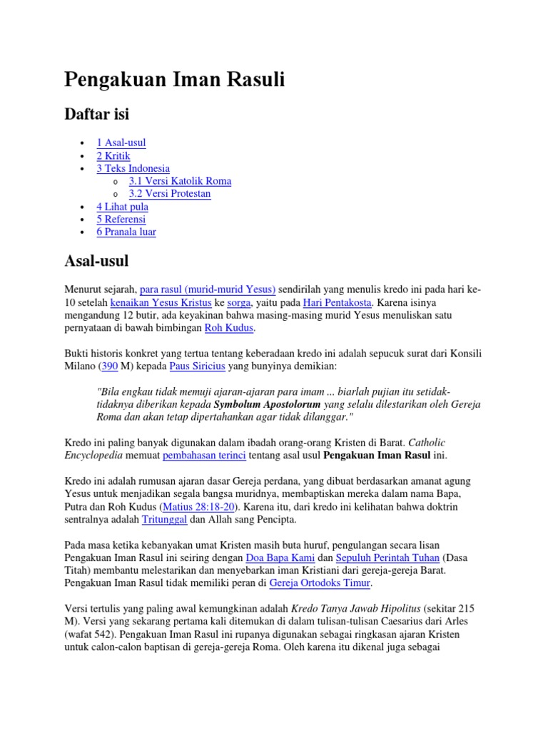 Pengakuan Iman Rasuli | PDF