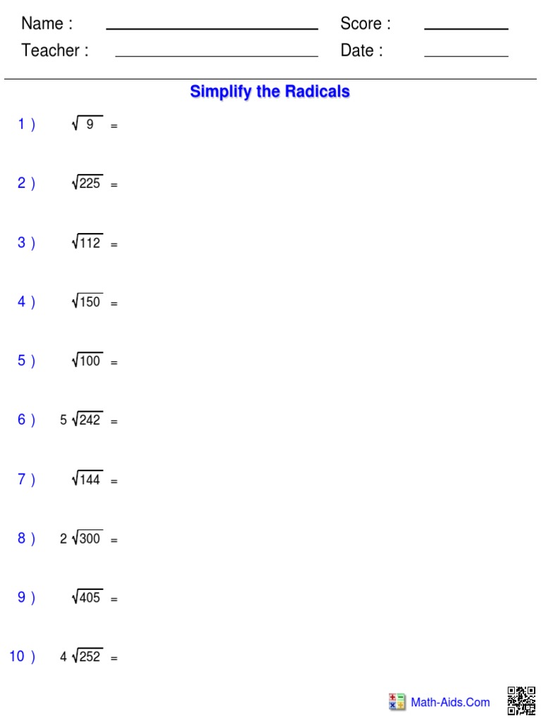 Simplify The Radicals | PDF