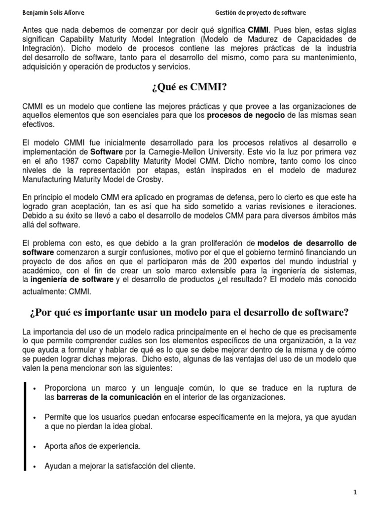 CMMI y MoProSoft | PDF | Software | Ingeniería de software