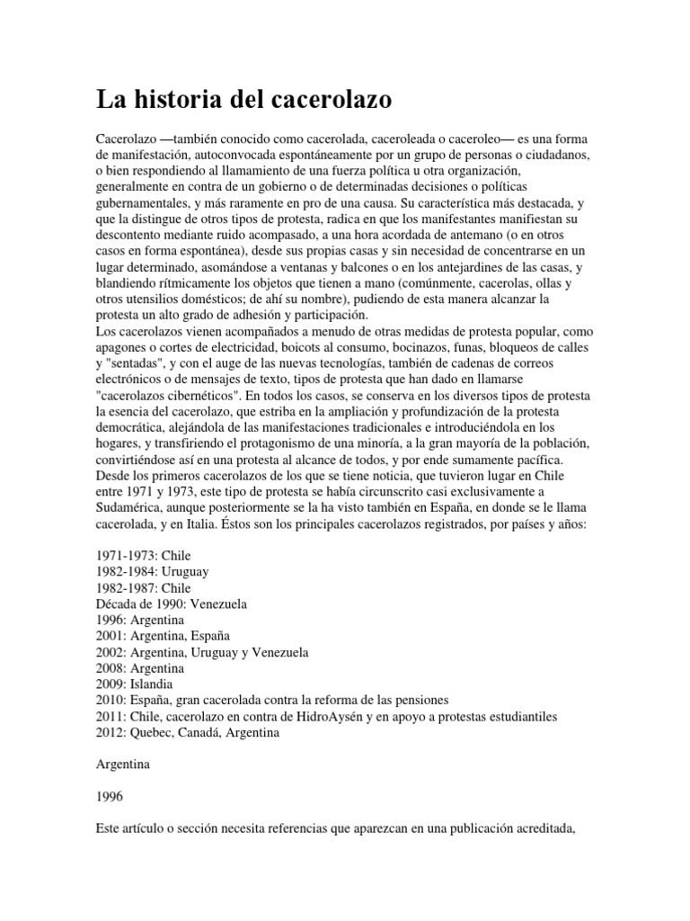 La Historia Del Cacerolazo | PDF | Hugo Chavez | Argentina