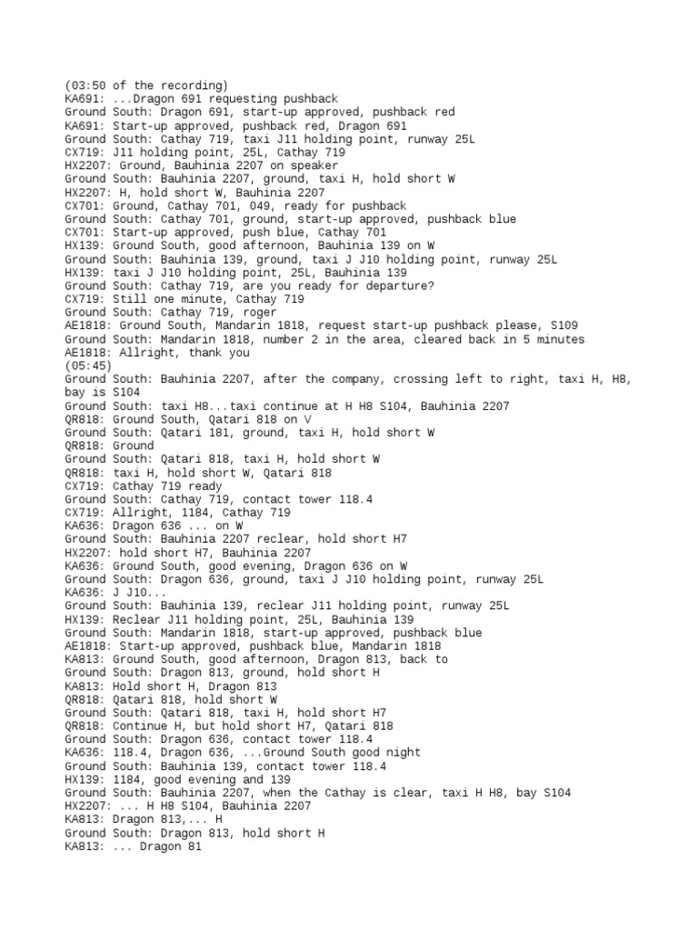 Ground Atc Transcription | Download Free PDF | Aviation Safety ...