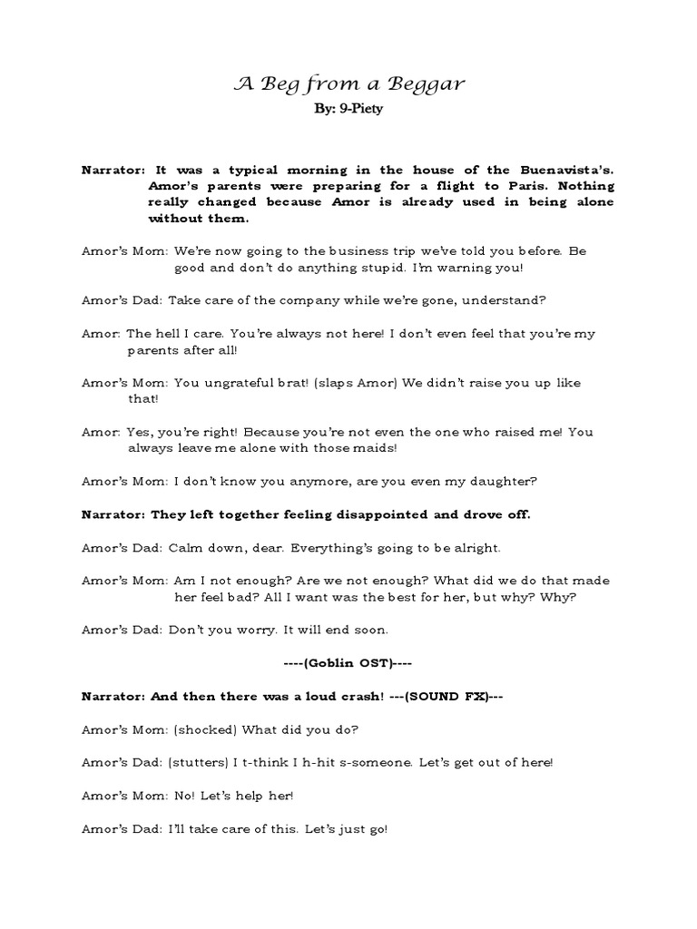 A Beg From A Beggar Script | PDF
