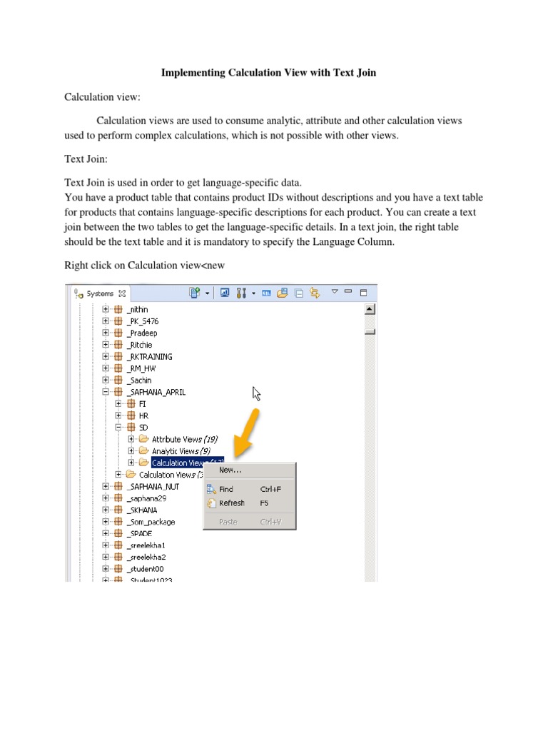 Implementing Calculation View With Text Join | PDF | Business