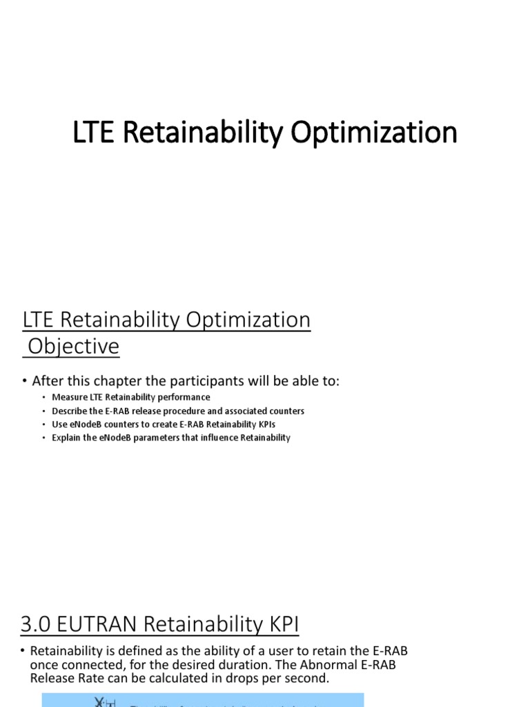 LTE Retainability Optimization | PDF | Telecommunications Engineering ...