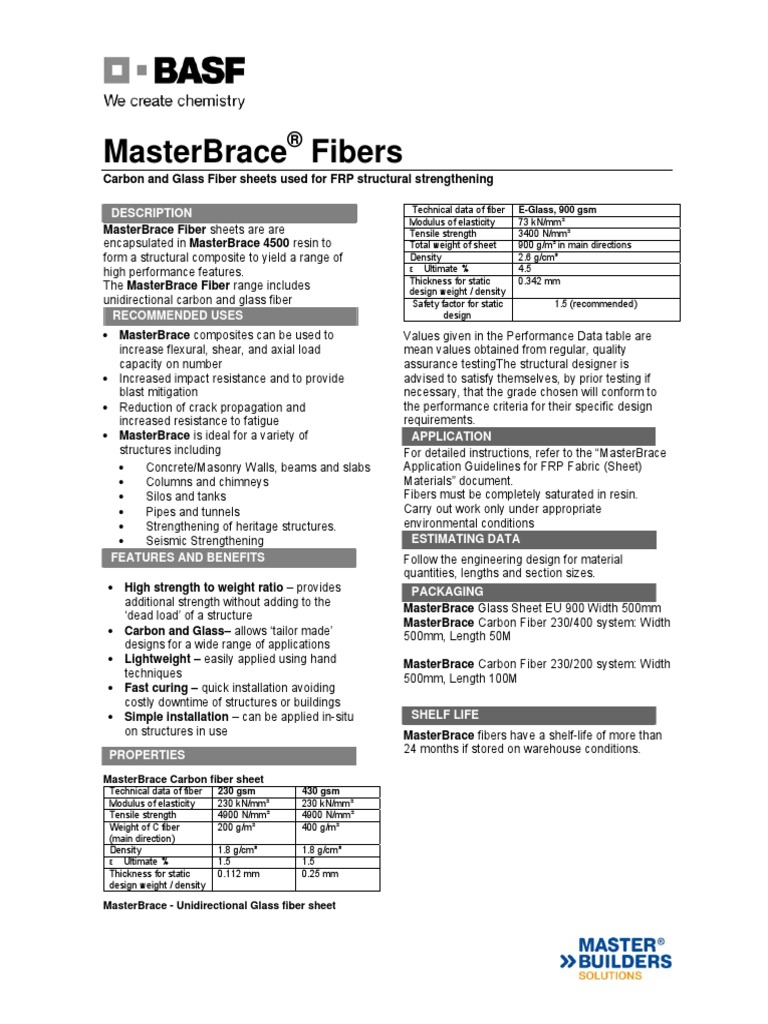 Basf Masterbrace Fibers | PDF | Fibre Reinforced Plastic | Strength Of ...