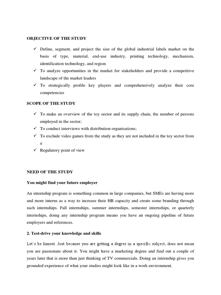 Objective of the Study | Packaging And Labeling | Internship