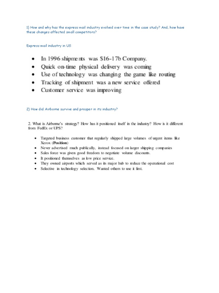 1) How and Why Has The Express Mail Industry Evolved Over Time in The ...