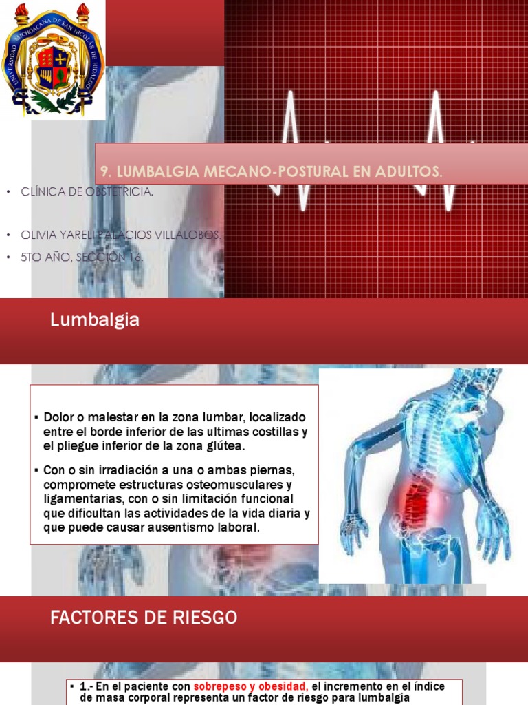 Factores de riesgo y tratamiento de la lumbalgia mecánica-postural en ...