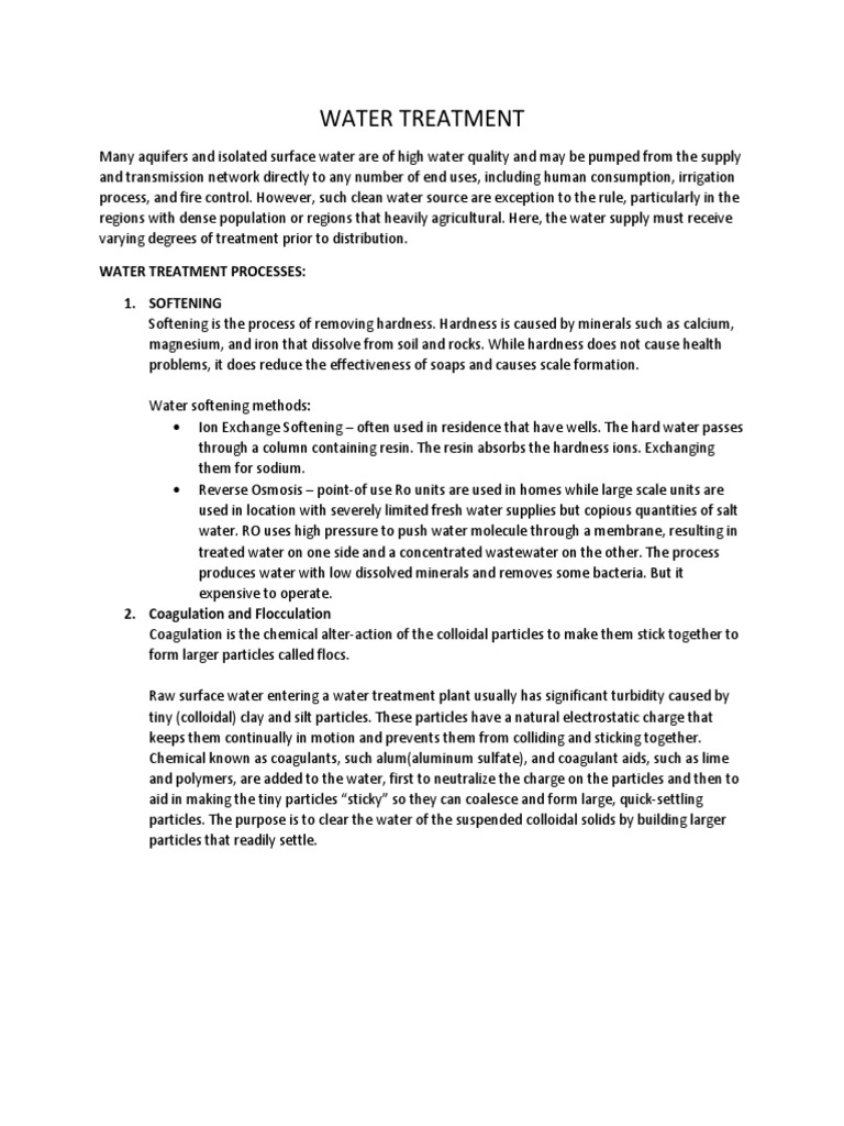 Water Treatment Processes: 1. Softening | PDF | Water Purification ...