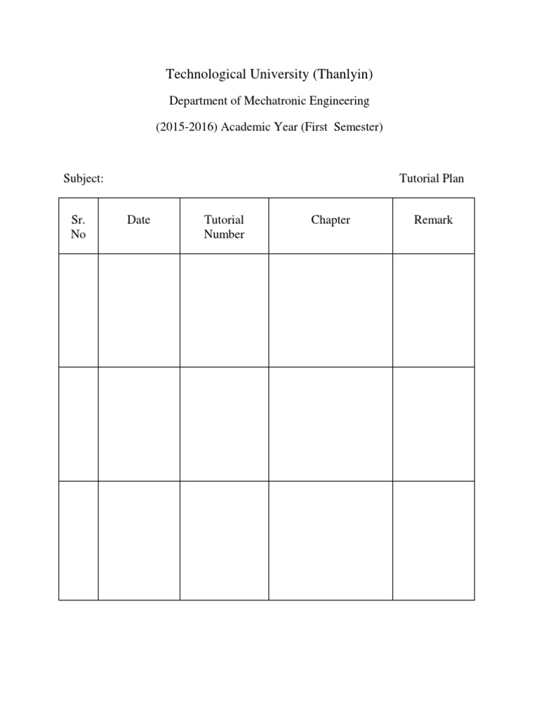 Mechatronic Engineering Tutorial Plan 2015-16 | PDF | Technology ...