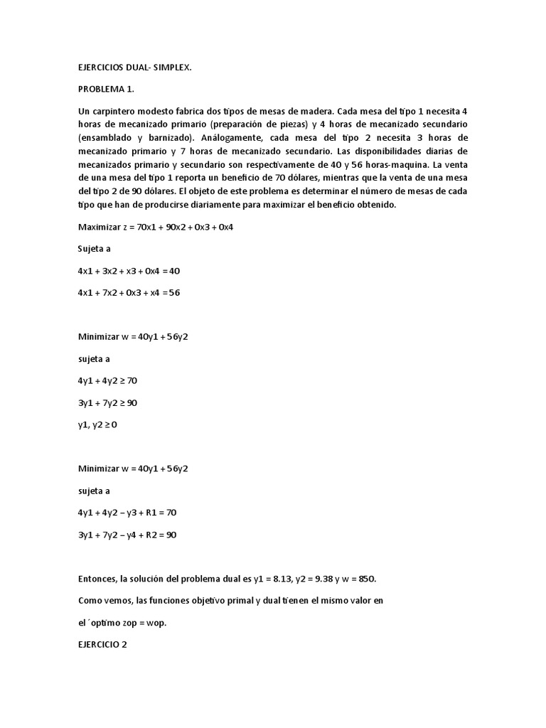 Ejercicios Dual | PDF | Enseñanza de matemática | Análisis matemático