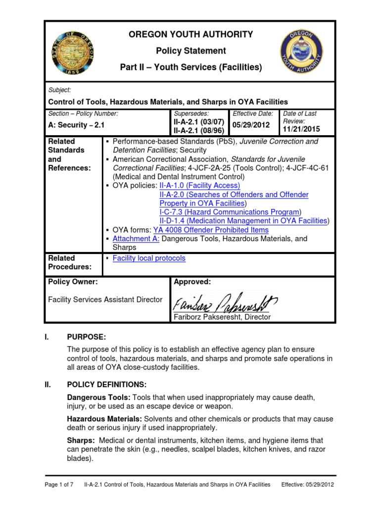 Sharp Tool Policy | PDF | Dangerous Goods | Knife