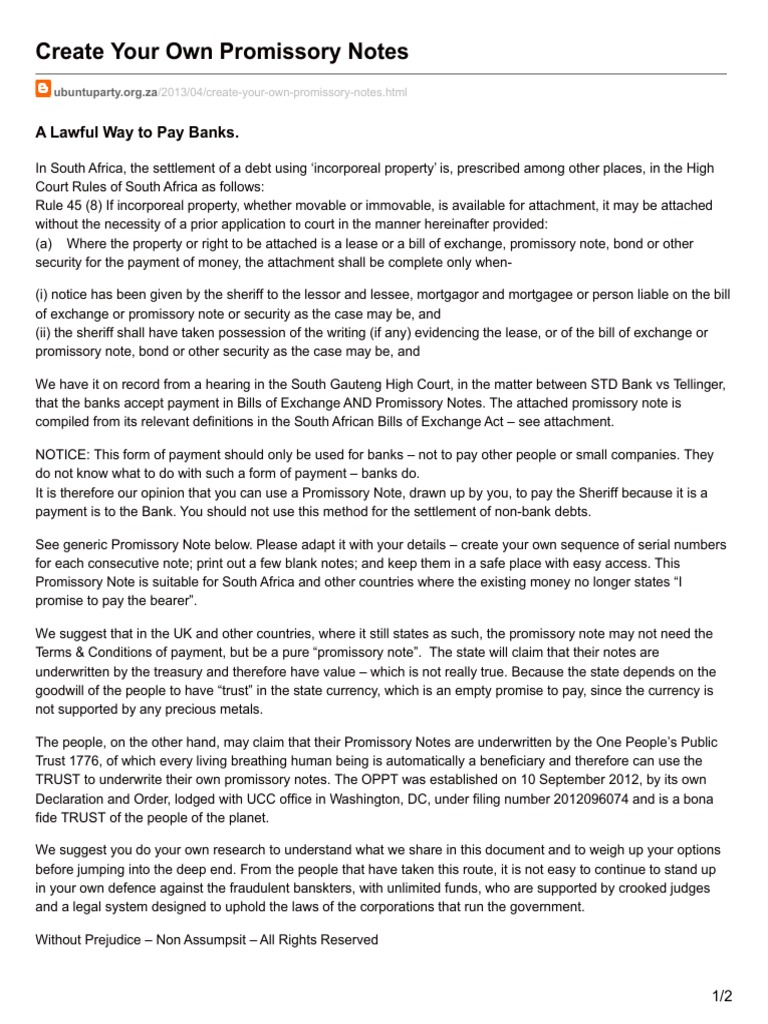 Create Your Own Promissory Notes | PDF | Negotiable Instrument | Lease