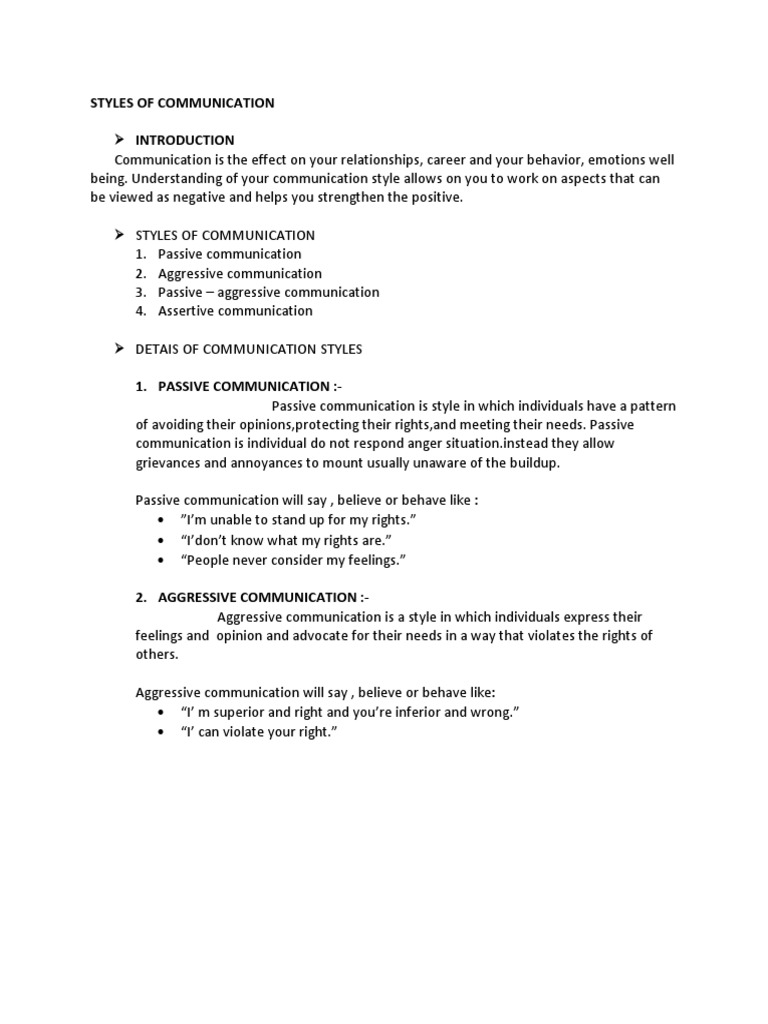 Styles of Communication | PDF