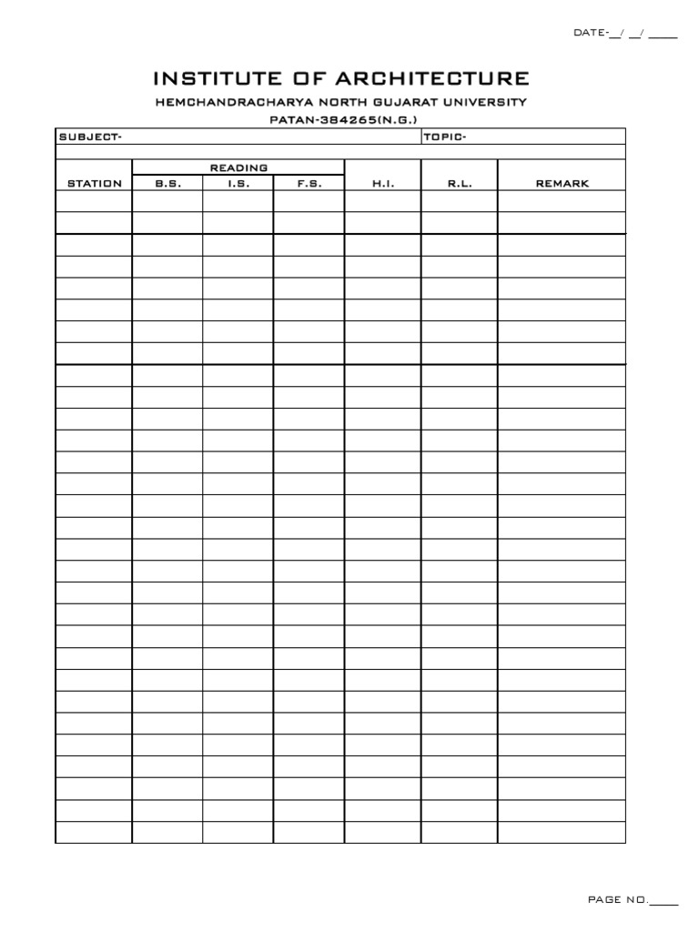 Levelling Sheet | PDF