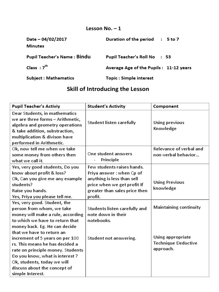 Skill of Introducing The Lesson | PDF | Teachers | Triangle