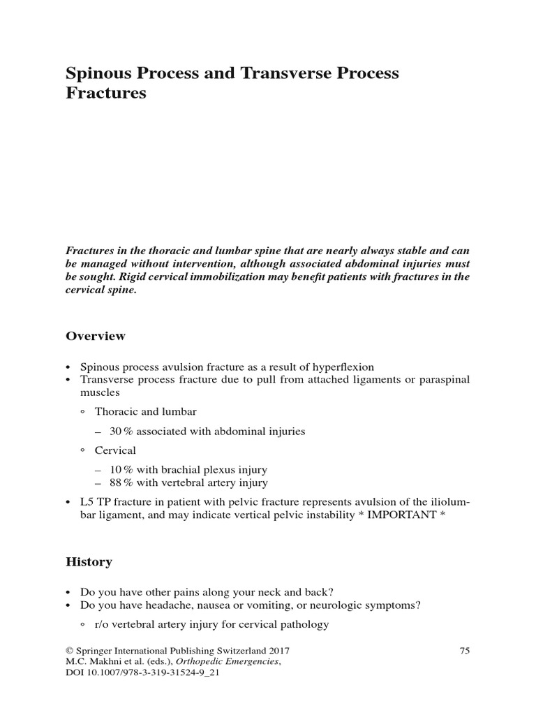Spinous Process and Transverse Process Fractures PDF | PDF
