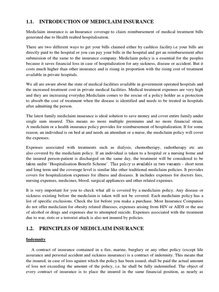 Introduction of Mediclaim Insurance | PDF | Medicaid | Insurance