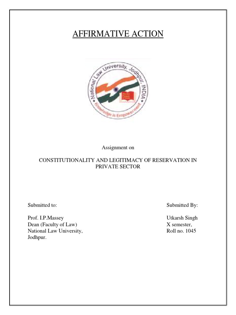Constitutionality of Reservation in Private Sector | PDF | Supreme ...