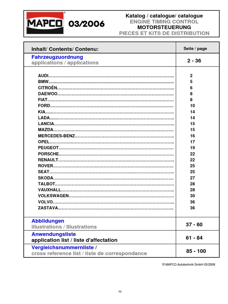 MAPCO Kit Distribuzione PDF | PDF