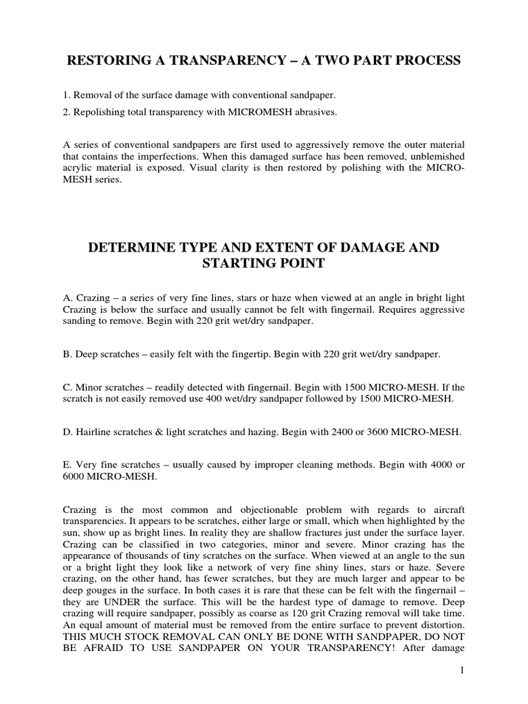 Restoring A Transparency - A Two Part Process | PDF | Abrasive | Materials
