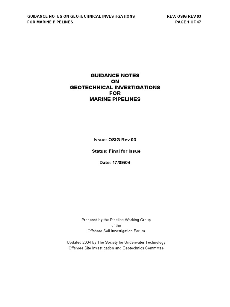 Offshore Pipeline Geotechnical Guide | PDF | Geotechnical Engineering ...