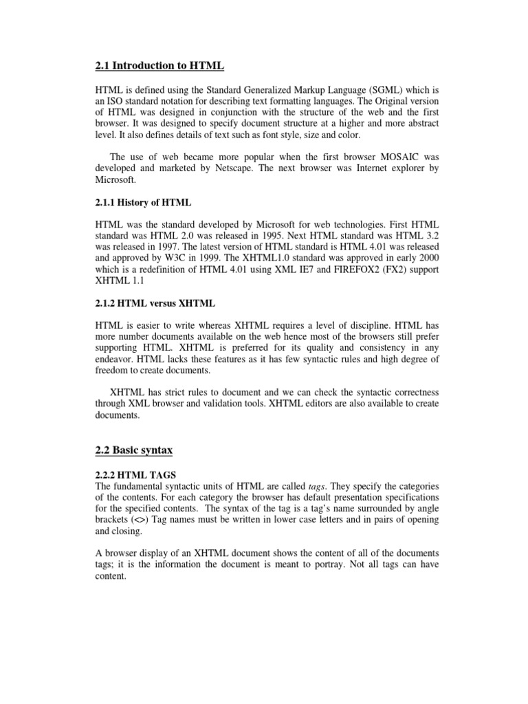 Introduction To Html Pdf Html Html Element