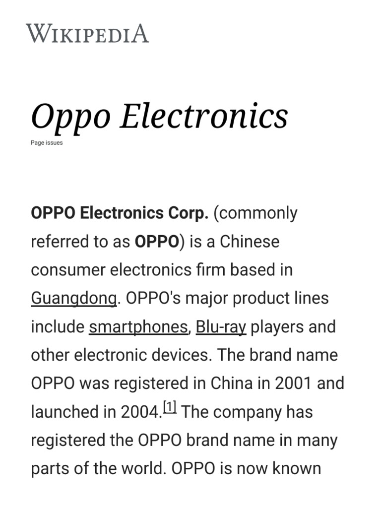 Oppo Electronics - Wikipedia | PDF | Consumer Electronics | Videotelephony